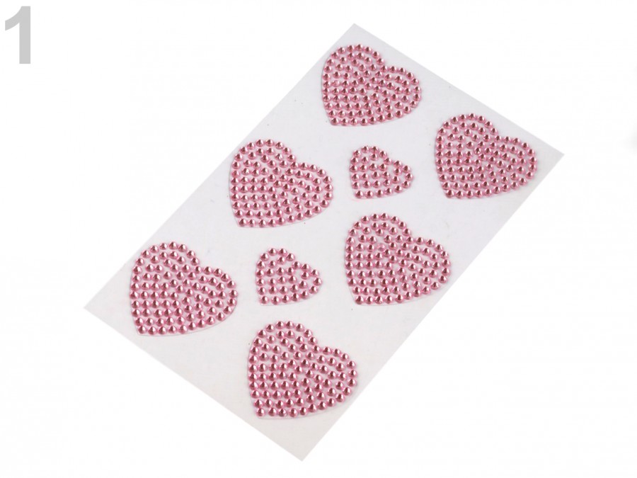 Samolepící ozdoby, krajky a stuhy > Samolepící srdce růžové